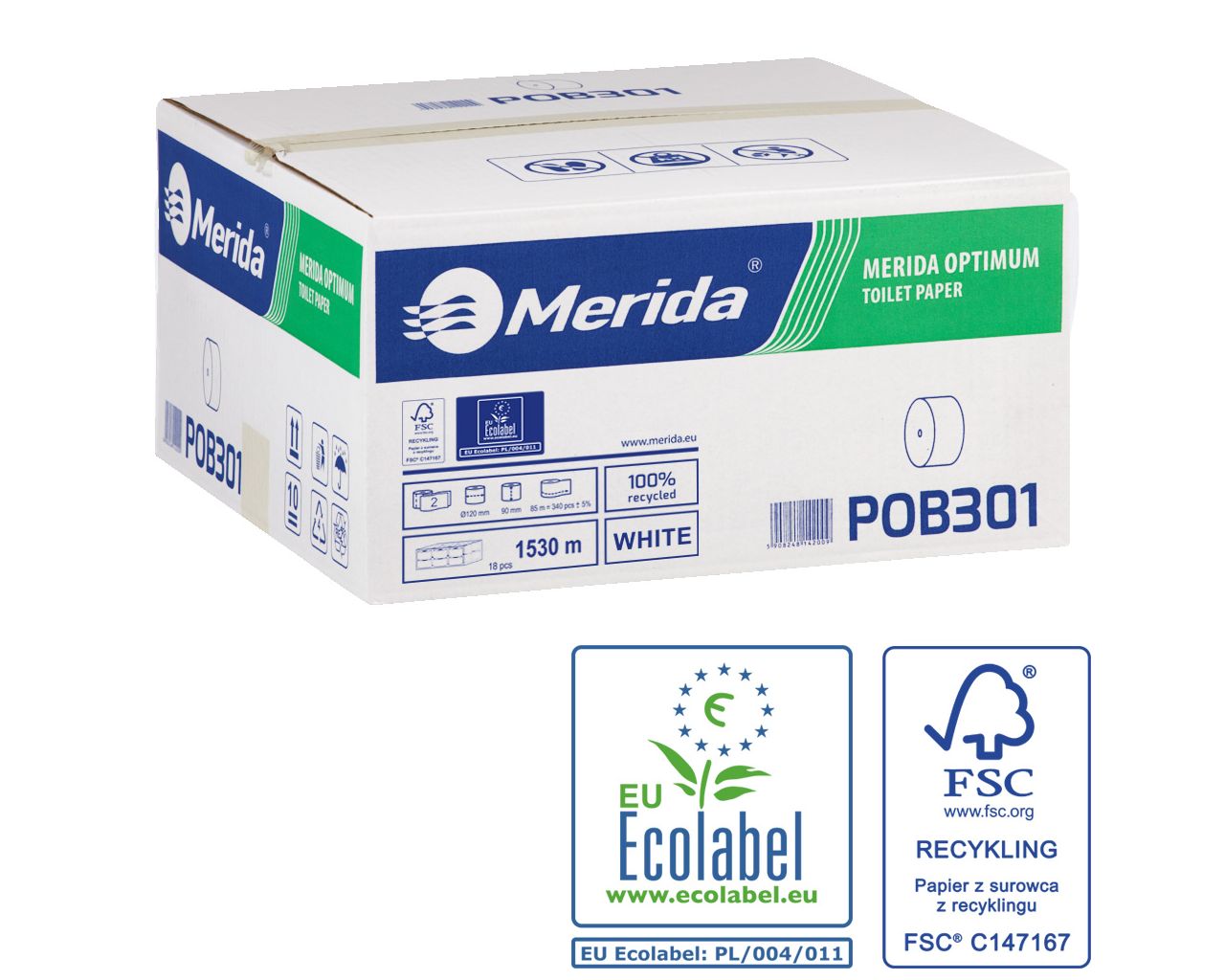 MERIDA OPTIMUM roll toilet paper without a core, white 12 cm, 2-ply, 85 ...